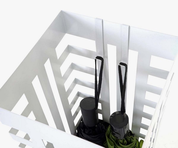 Paraplystativ - firkantet hvid paraplystativ og paraplyholder ...