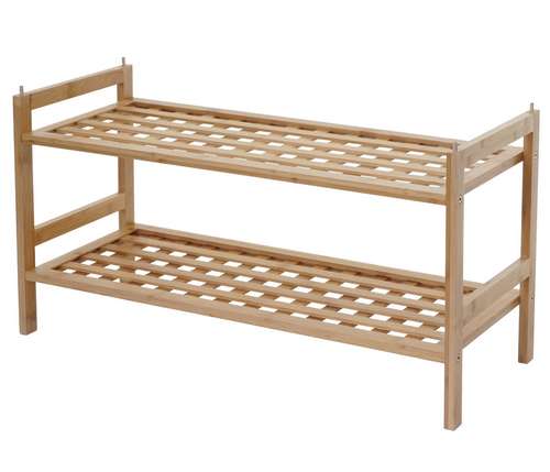Skoreol med 2 skohylder - skoopbevaring - bambus reol med 2 hylder ...