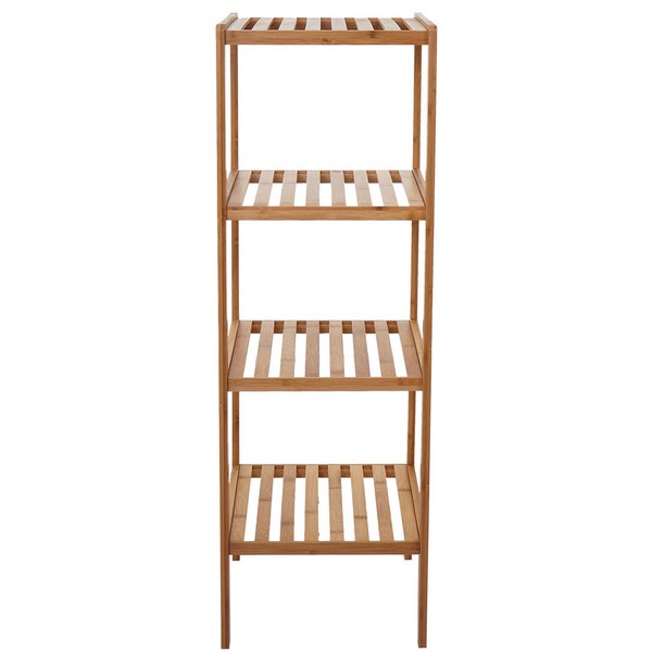 Skoreol og gulvreol med 4 bambus hylder - bambus reol 110x34x33 cm ...