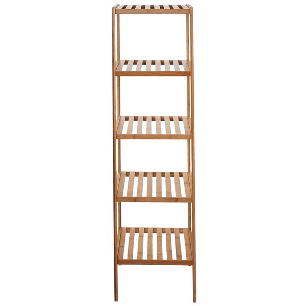 Skoreol og gulvreol med 5 bambus hylder - bambus reol 140x34x33 cm ...