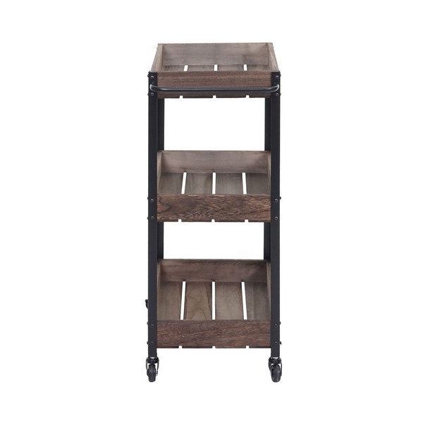 Serveringsvogn på hjul - barvogn og rullebord med håndtag - brun ...
