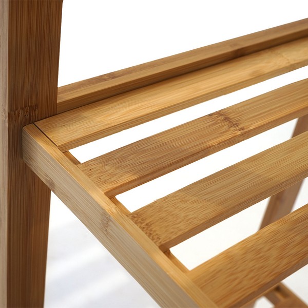 Skoreol og gulvreol med 4 bambus hylder - bambus reol 110x34x33 cm ...