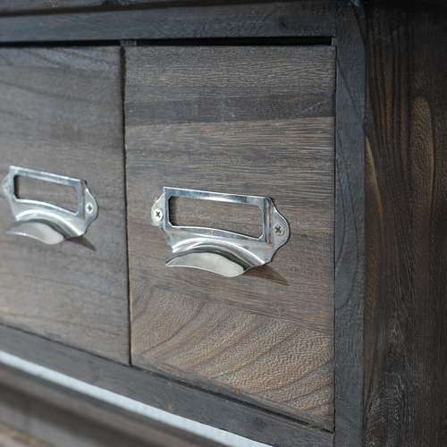 Væghængt garderobe med 5 skuffer - antik rustik brun knagerække ...